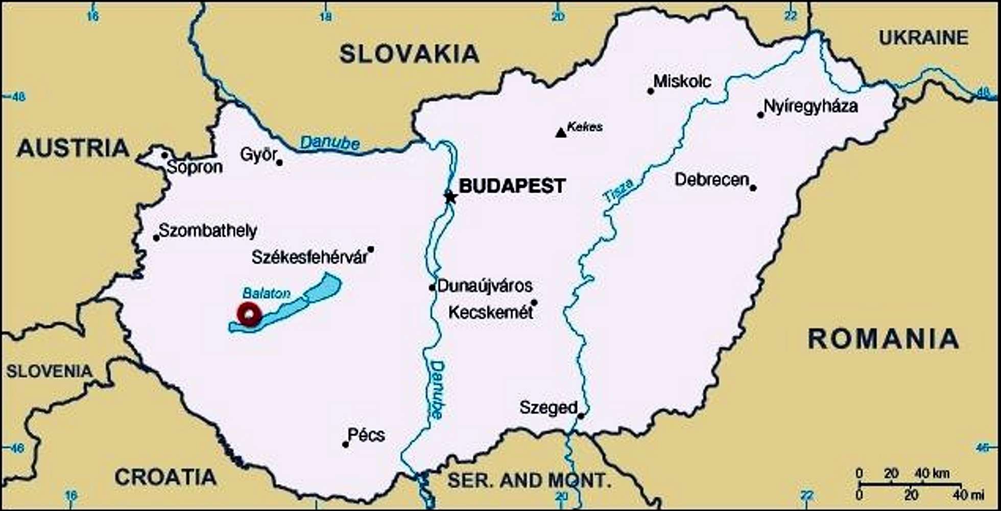 Map of Hungary. Badacsony is... : Photos, Diagrams & Topos : SummitPost