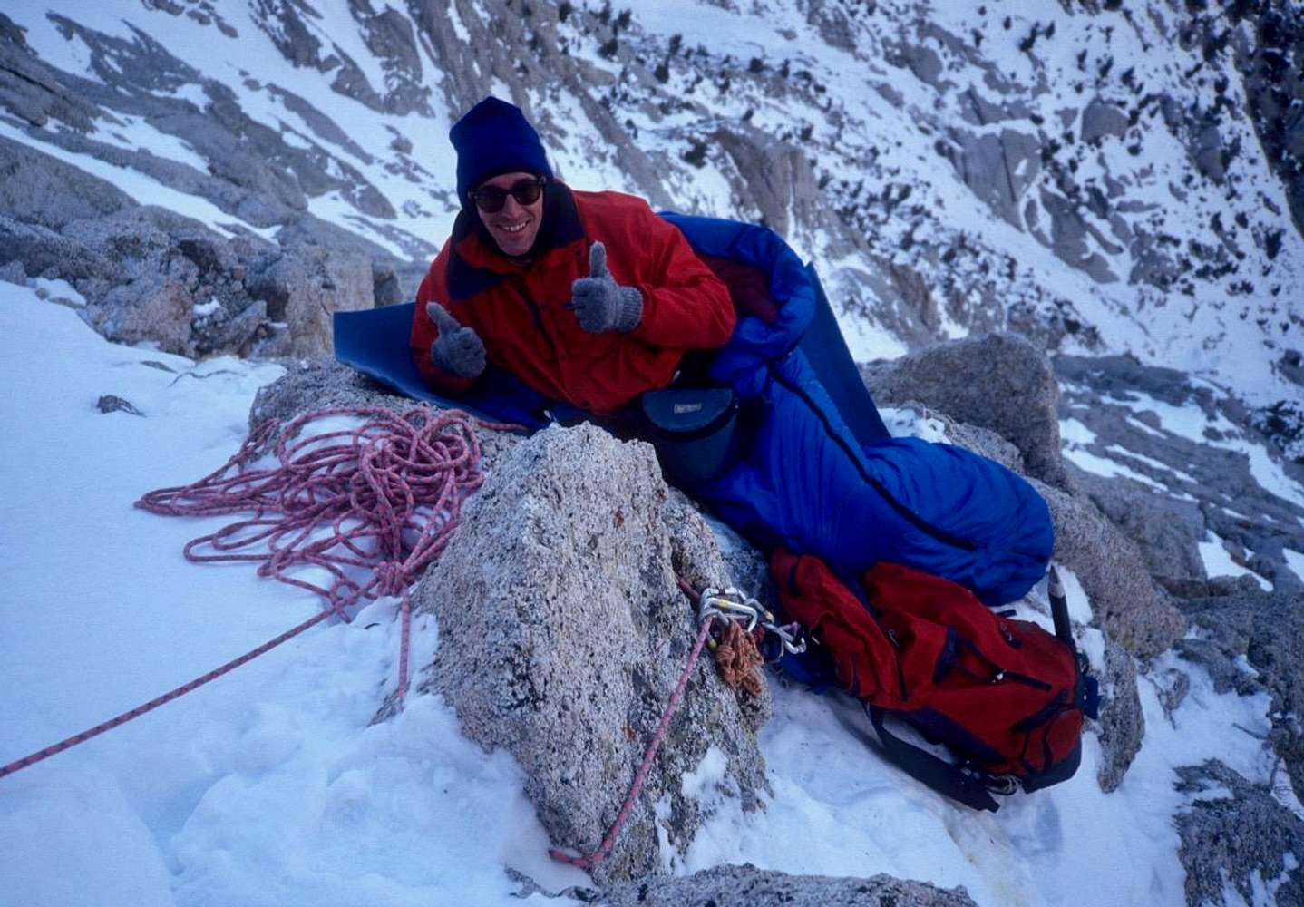 Bivi above the first tower of NE Ridge of LPP in winter of 1994 ...
