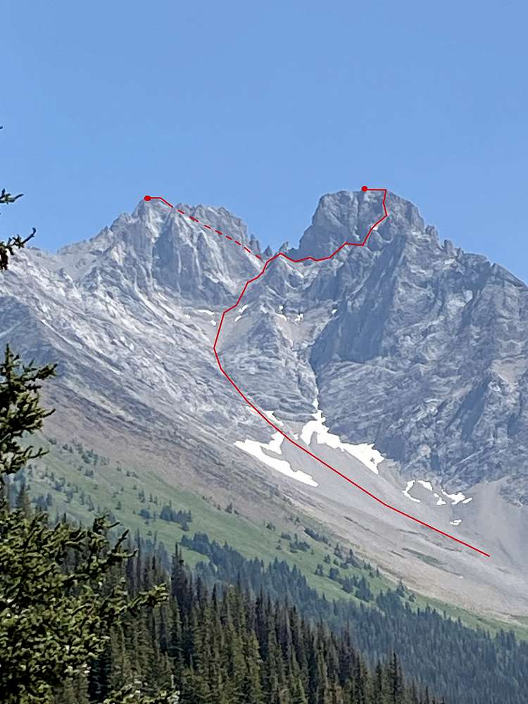 Approximate route lines on both Cat's Ears : Photos, Diagrams & Topos ...