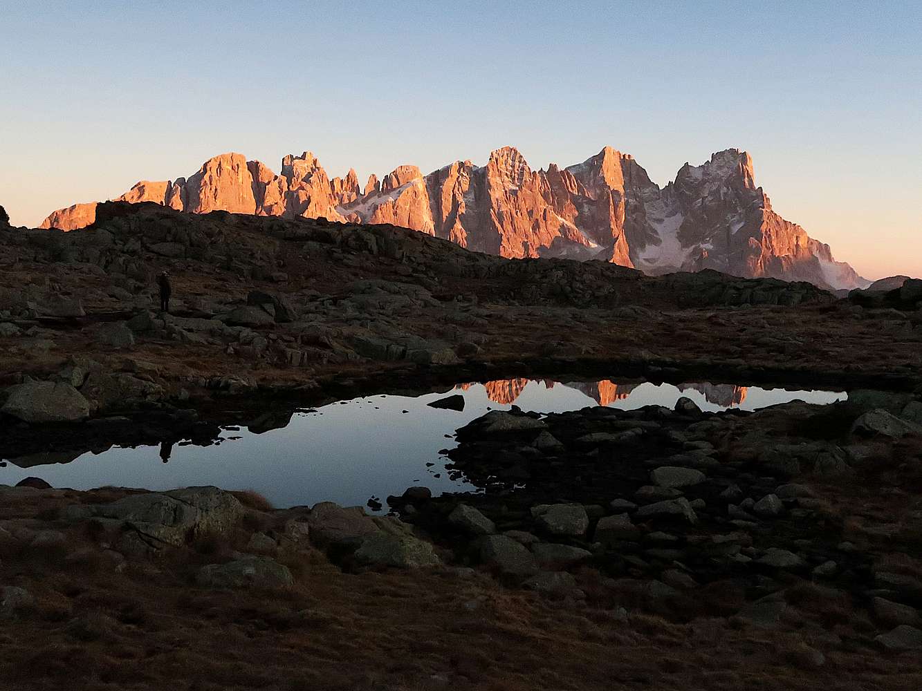 Pale di San Martino from NW at sunset : Photos, Diagrams & Topos ...