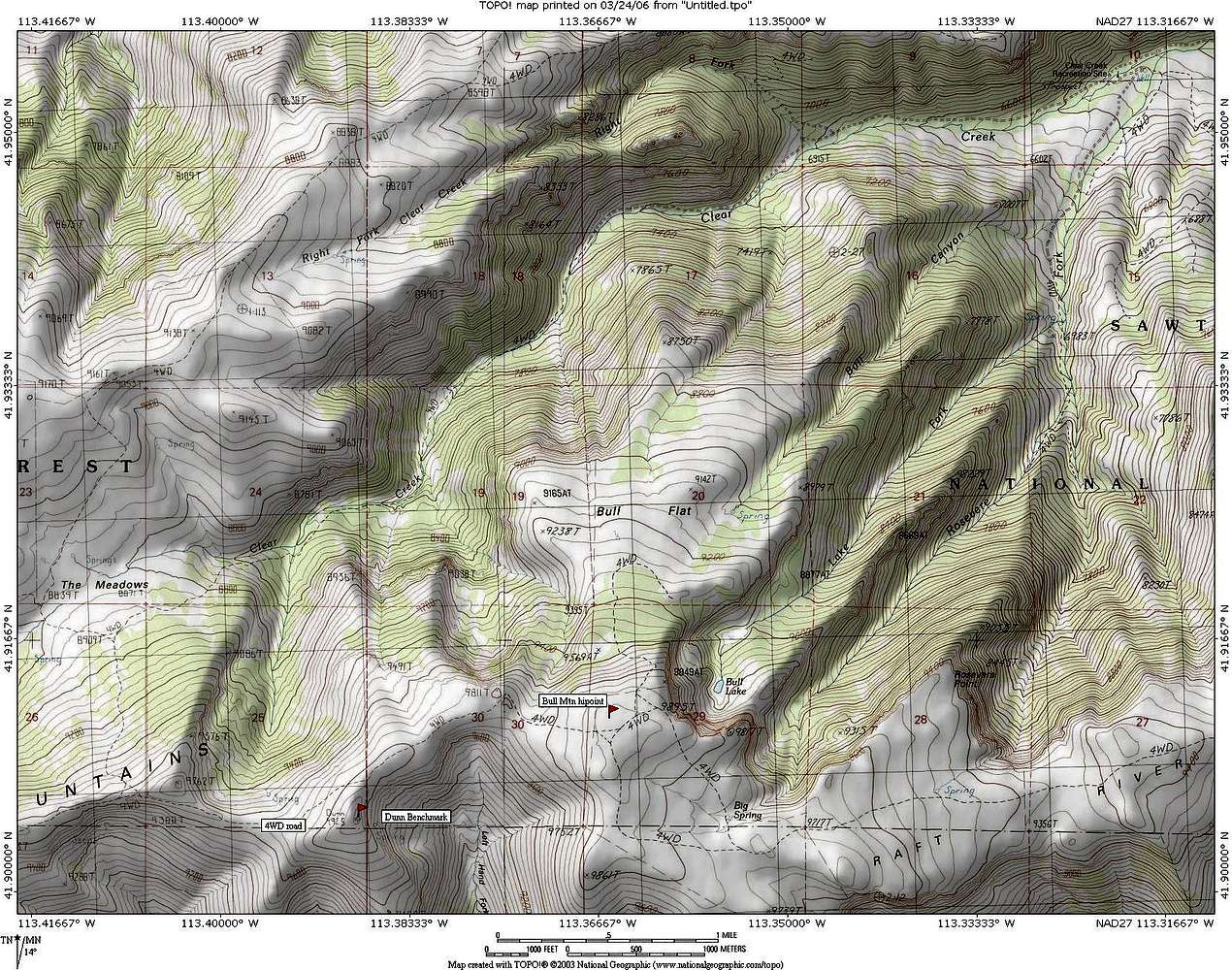 Map of Bull Mtn area : Photos, Diagrams & Topos : SummitPost