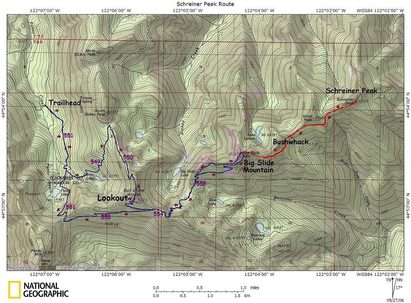 TOPO! map of the route... : Photos, Diagrams & Topos : SummitPost