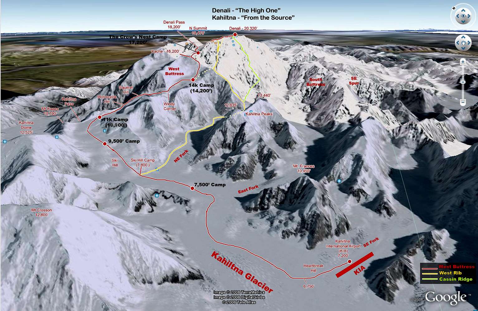 3D Route Diagrams of Denali : Photos, Diagrams & Topos : SummitPost