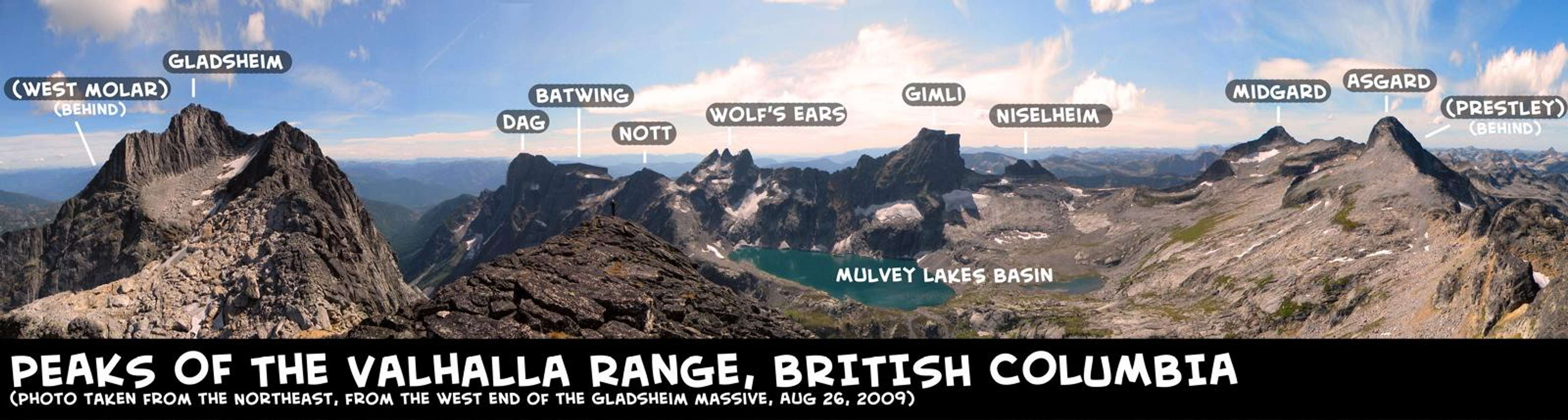 The Valhalla Range labelled panorama, British Columbia : Photos ...