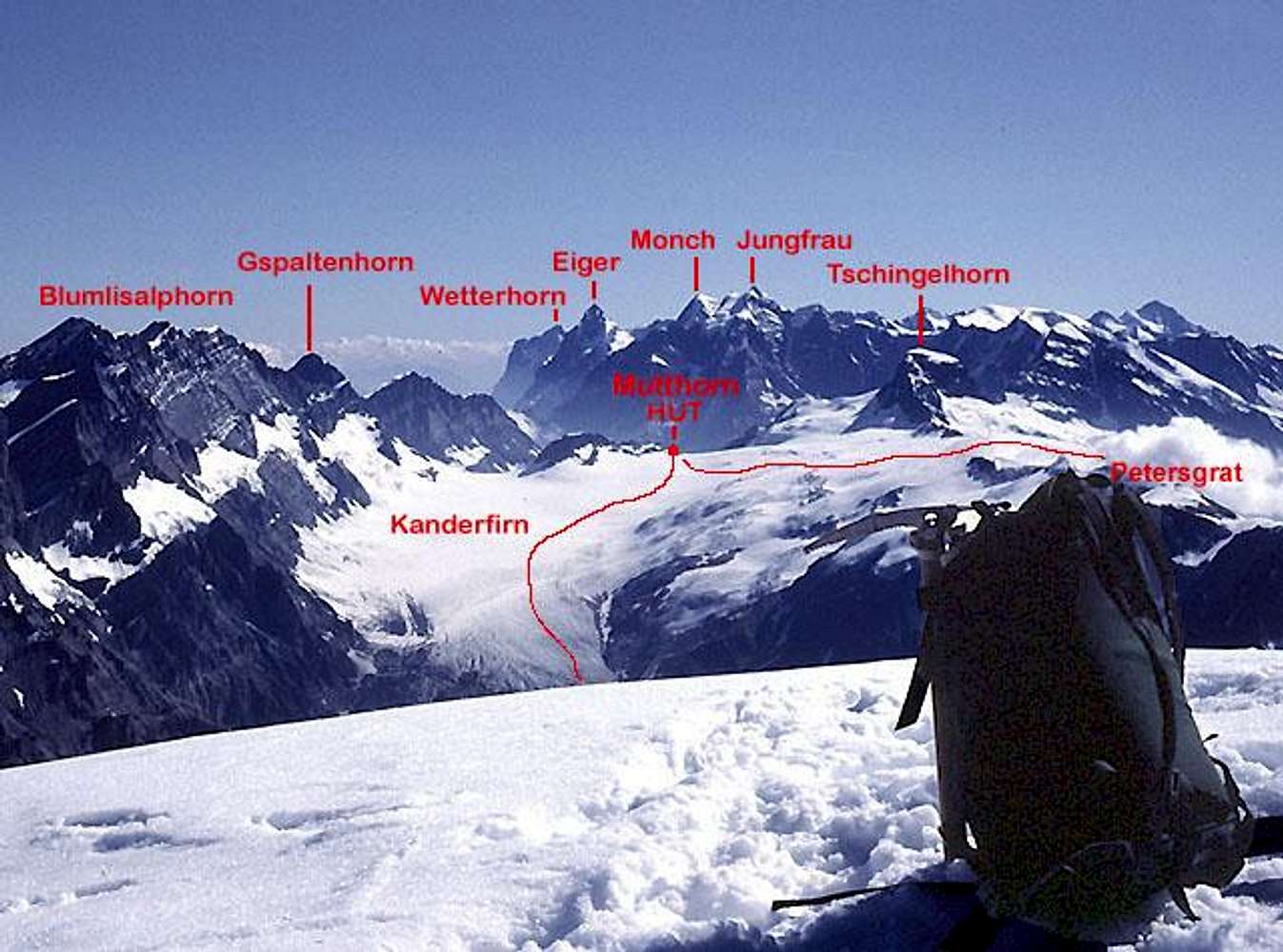 View east from the summit of Balmhorn : Photos, Diagrams & Topos ...