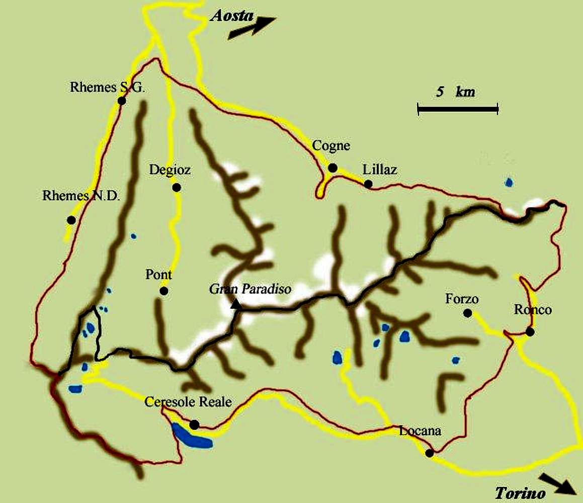 Handmade map of the Gran Paradiso National Park : Photos, Diagrams ...