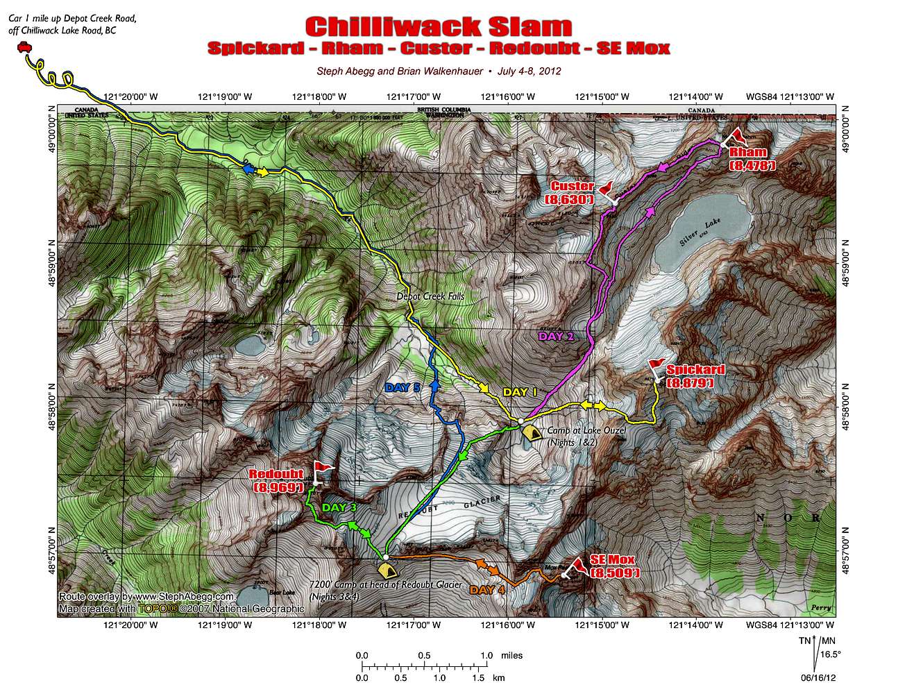 Map of Chilliwack Slam: Spickard, Rahm, Custer, Redoubt, Mox : Photos ...
