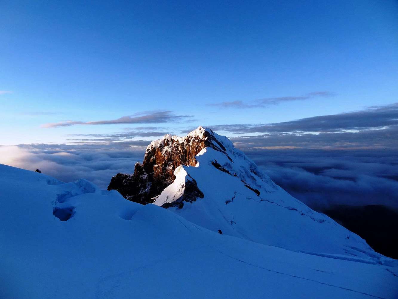 Antisana, view of the south summit at dawn : Photos, Diagrams & Topos ...