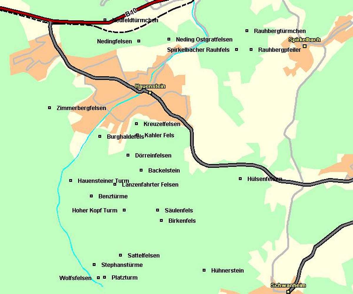 Map of the Hauenstein area of... : Photos, Diagrams & Topos : SummitPost