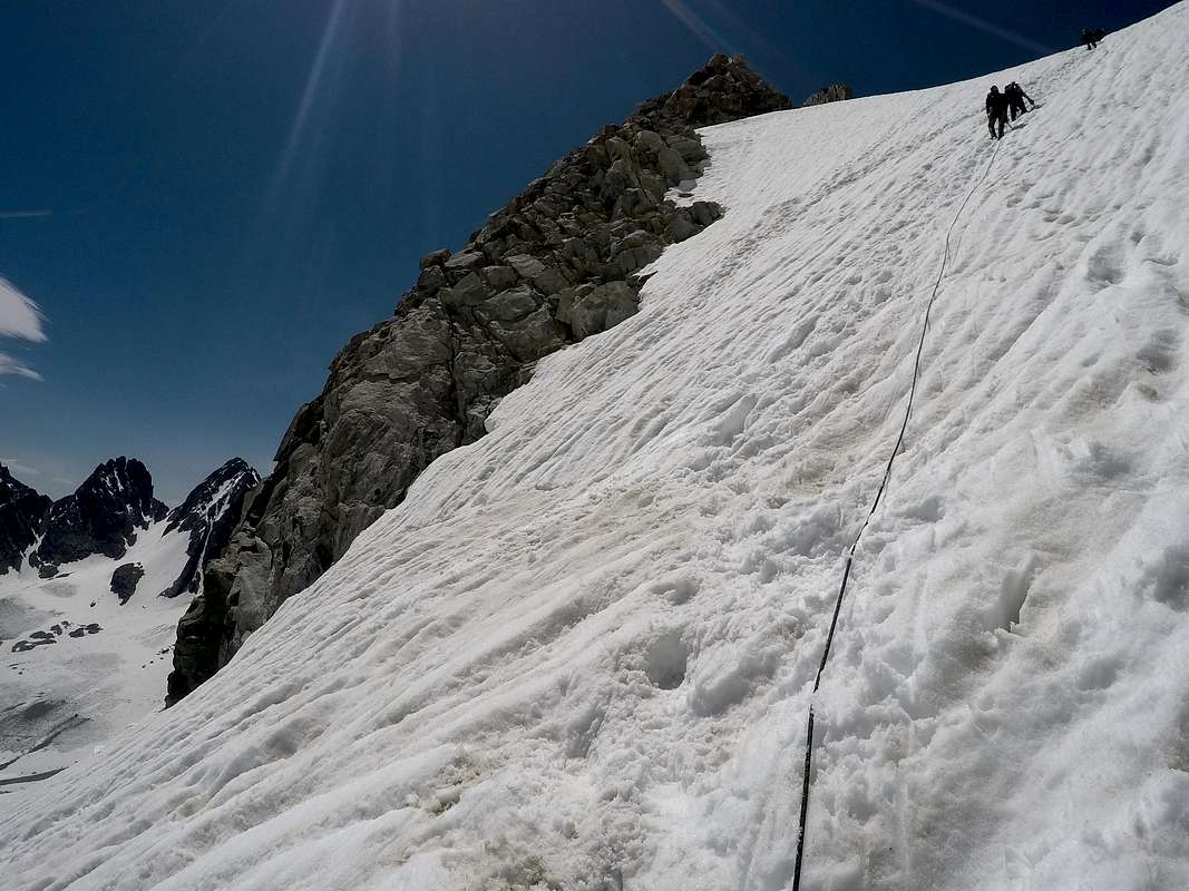 Climbing the upper Gooseneck Glacier above the schrund : Photos ...