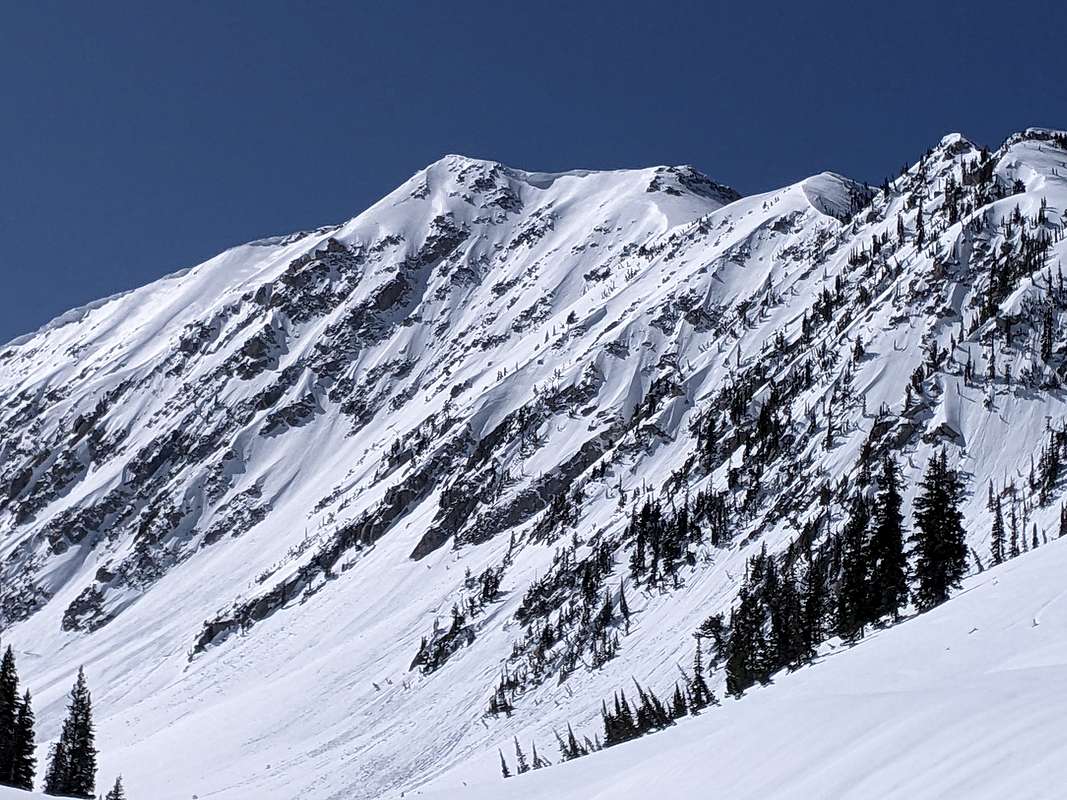 Zoomed in picture of lone peak north east face as seen bells canyon ...