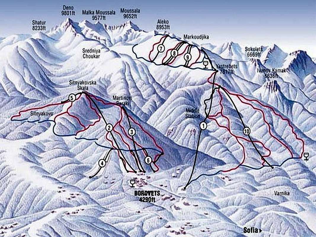 Map of Borovets ski... : Photos, Diagrams & Topos : SummitPost