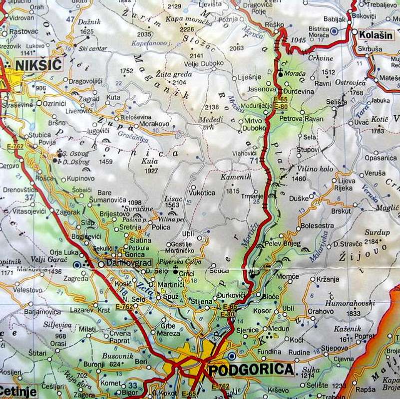 Map of Mrtvica Canyon, Maganik & Moračke Planine : Photos, Diagrams ...