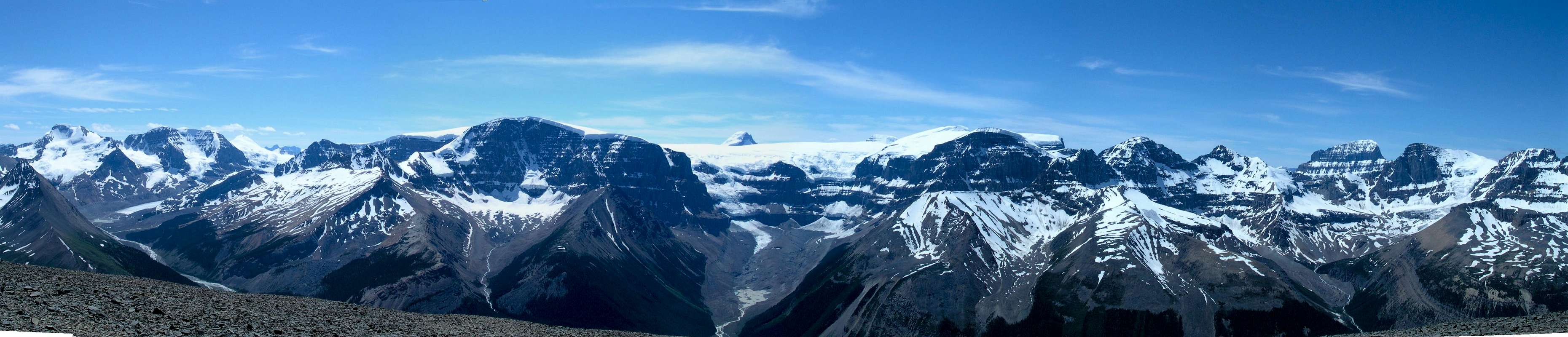 A panorama from Tangle Ridge in the Columbia Icefields - Jasper ...