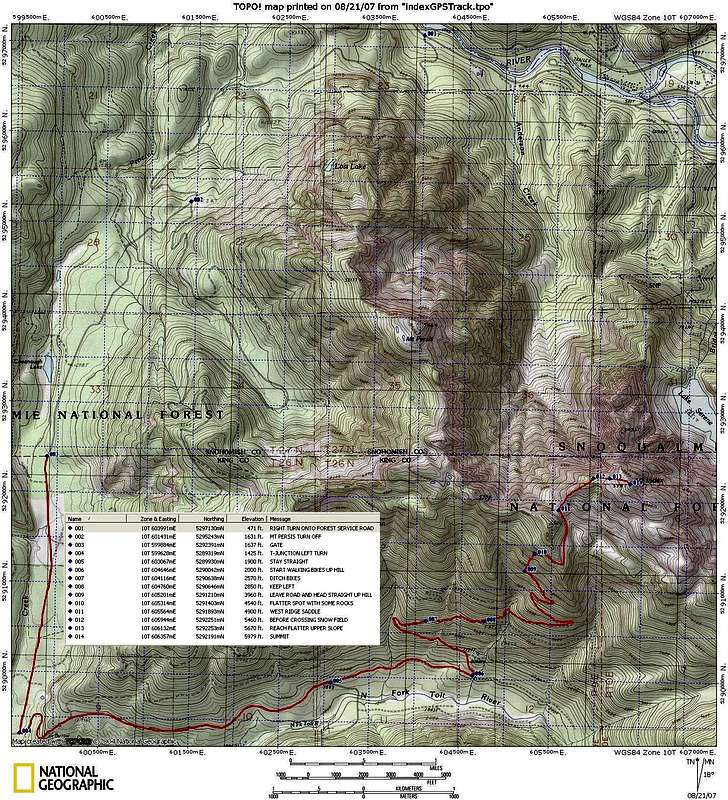 Index West Ridge topo map : Photos, Diagrams & Topos : SummitPost