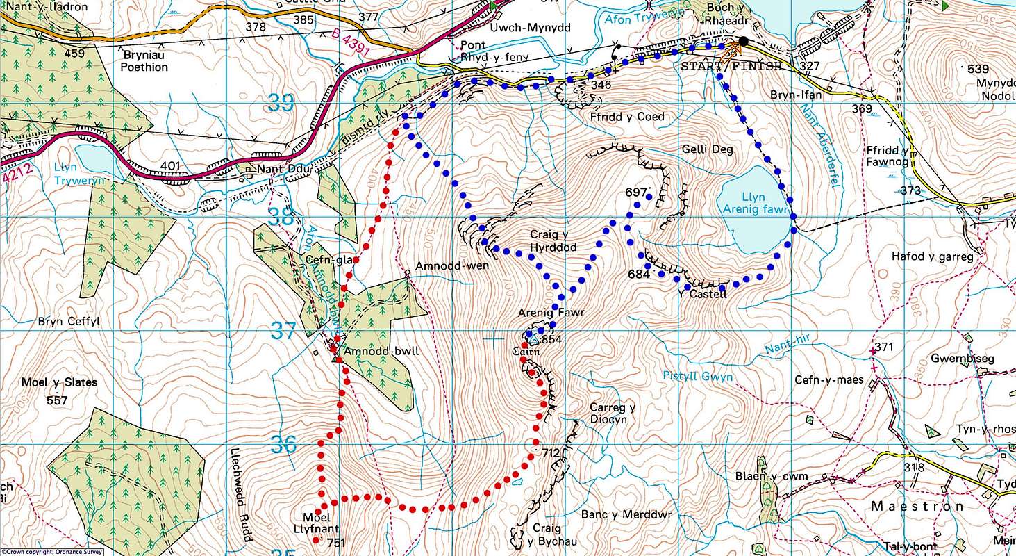 Arenig Fawr main page Route Map : Photos, Diagrams & Topos : SummitPost