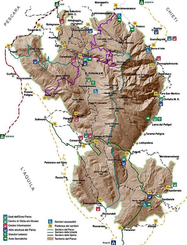 Map of the Majella Park : Photos, Diagrams & Topos : SummitPost