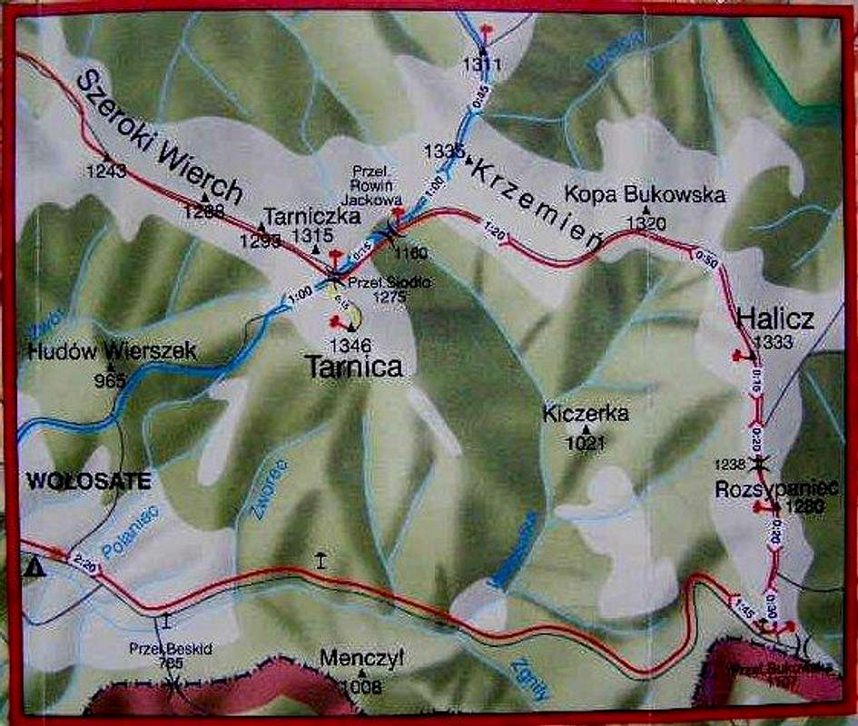 Map of Halicz and Tarnica Group : Photos, Diagrams & Topos : SummitPost