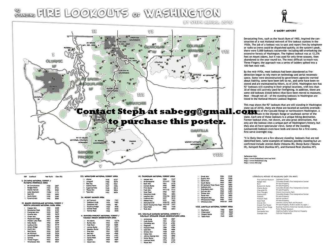 Map of Standing Fire Lookouts in WA state : Photos, Diagrams & Topos ...
