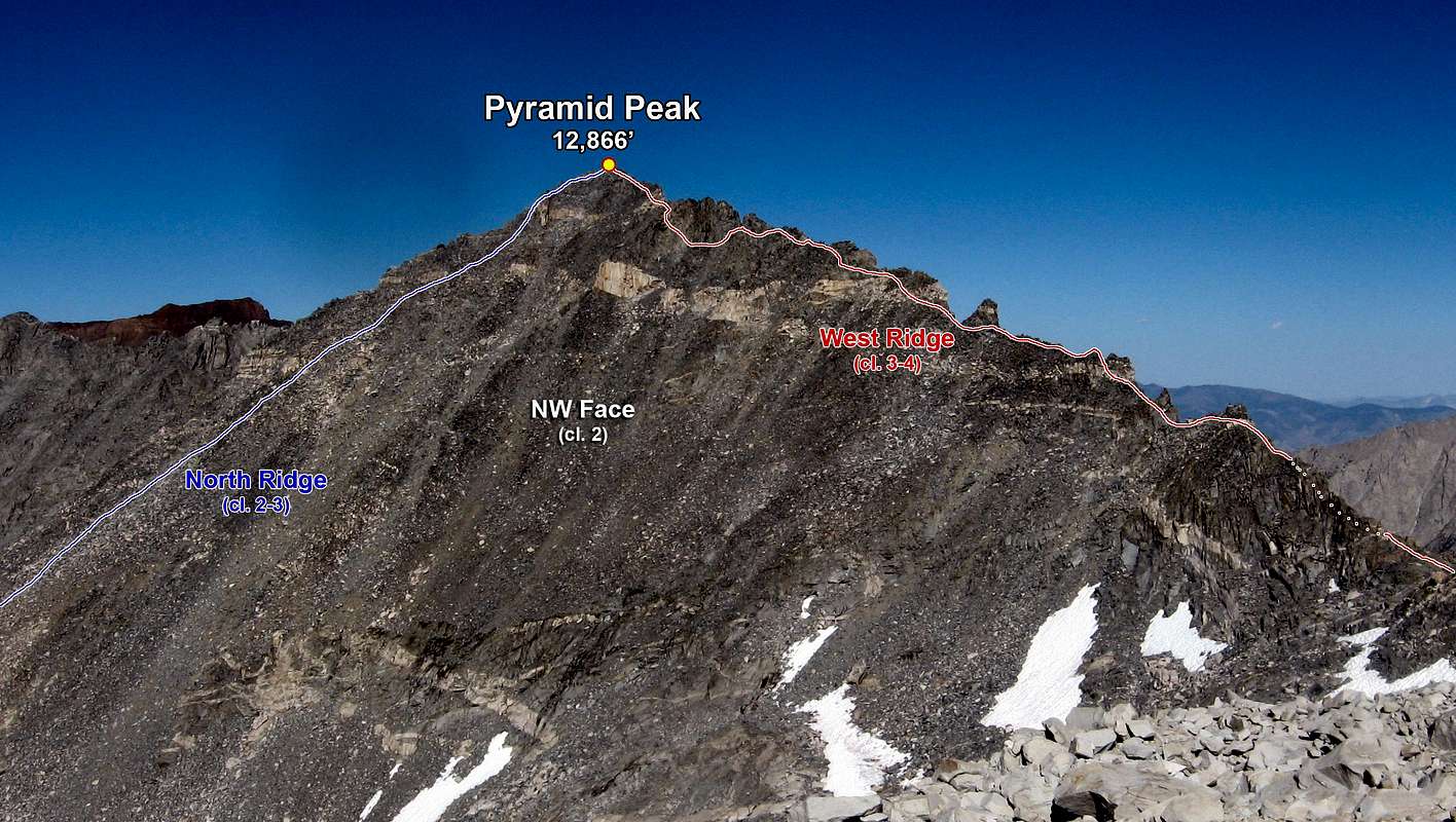 Pyramid Peak's Various Routes (Photo Topo) : Photos, Diagrams & Topos ...