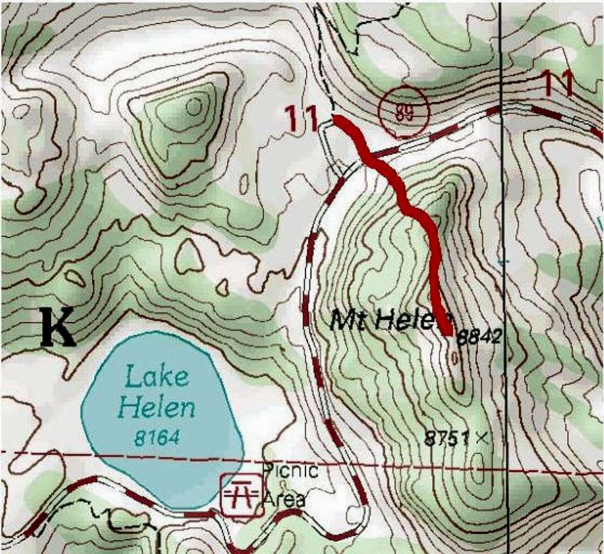 Map of the Route up Mount Helen : Photos, Diagrams & Topos : SummitPost