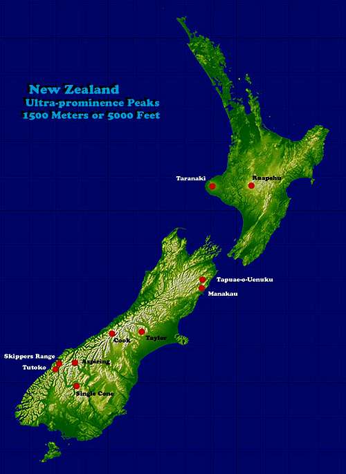 Ultra-prominence Peaks of New Zealand : Climbing, Hiking ...